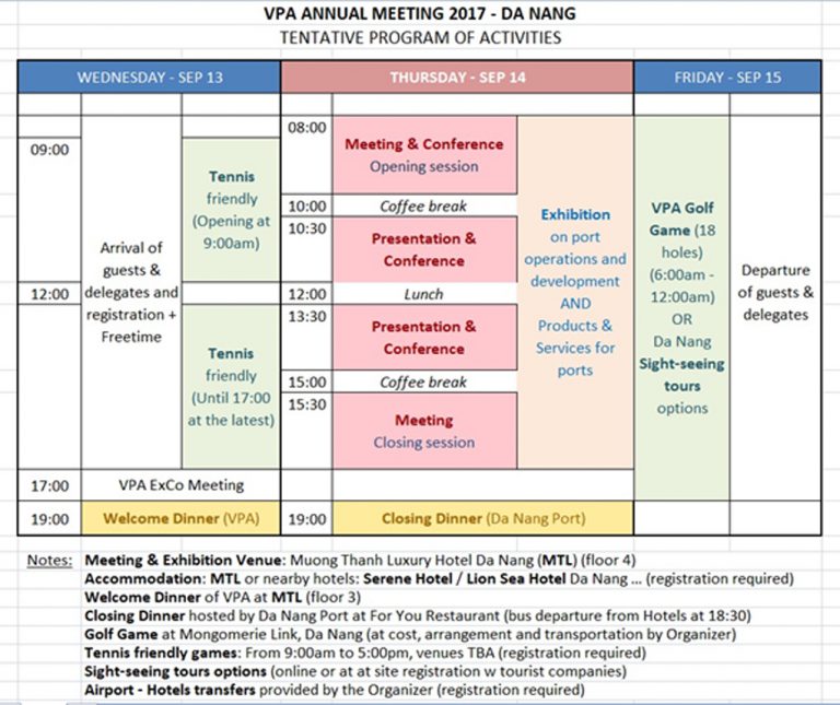 VPA ANNUAL MEETING 2017 Schedule of Activities – Vietnam Seaports ...